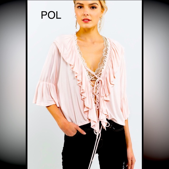 POL | Tops | Bp24pol Pretty Womens Pink Ruffle Top Welastic ...